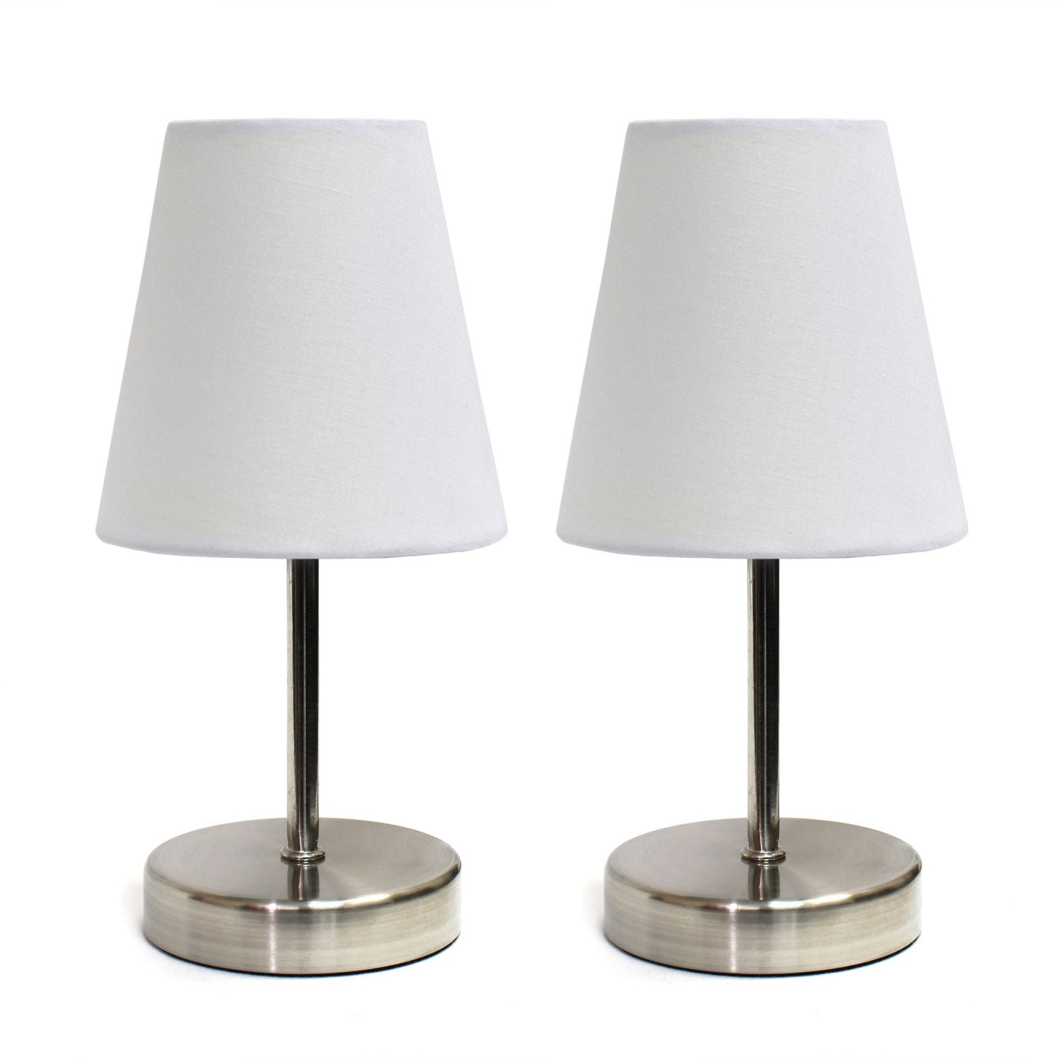 Mod Lighting and Decor Nickel-Finish Mini Table Lamps with Tapered ...