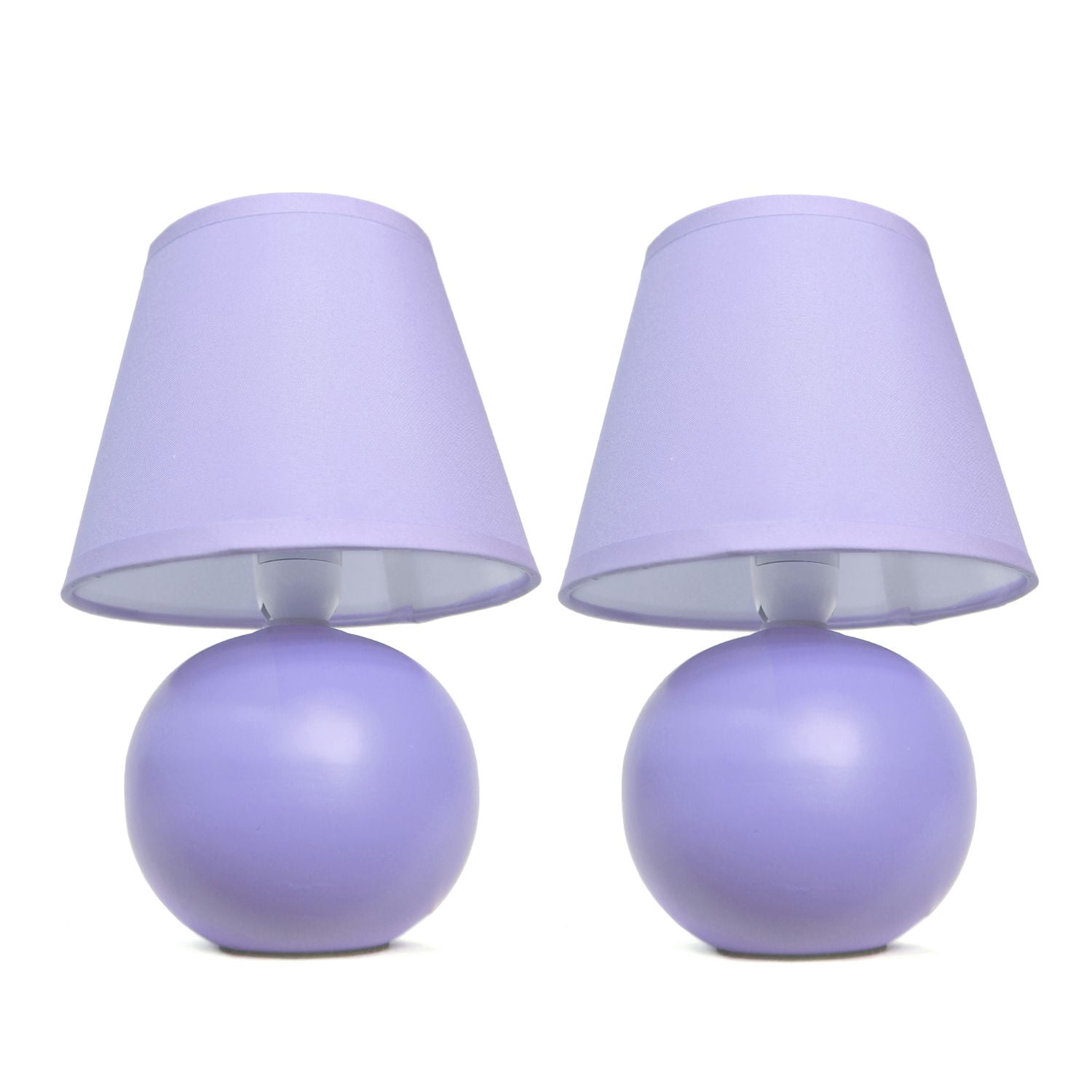 Mod Lighting and Decor Set of 2 Purple Mini Ceramic Globe Table Lamps ...