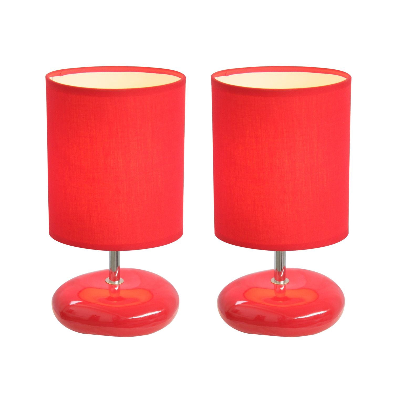 Mod Lighting and Decor Small Stone Ceramic Table Lamps with Drum Shade ...
