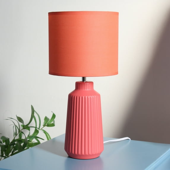 Mod Lighting and Decor Vertical Grooved Ceramic Table Lamp with Drum ...