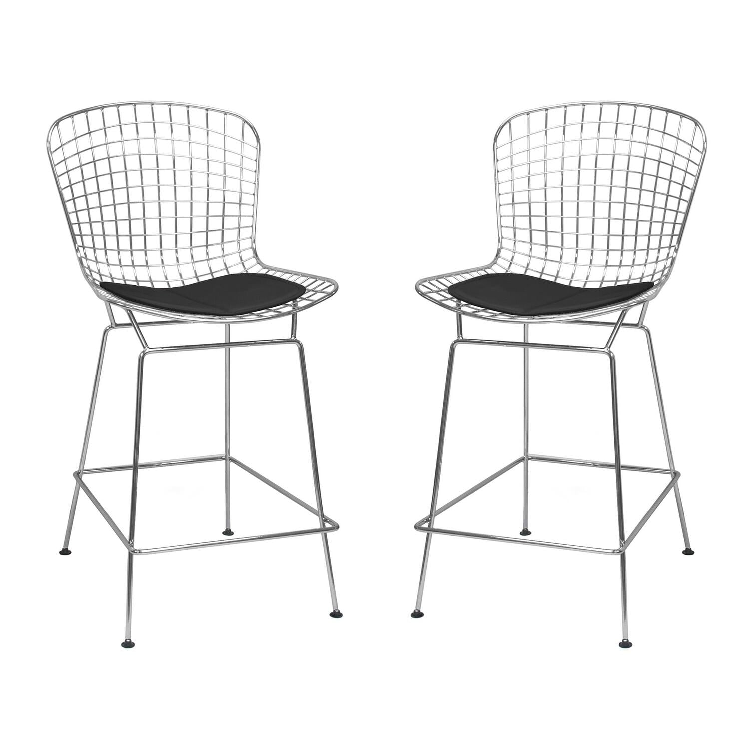 Mod Made Mid Century Modern Chrome Wire Counter Stool - Set of 2-Color ...