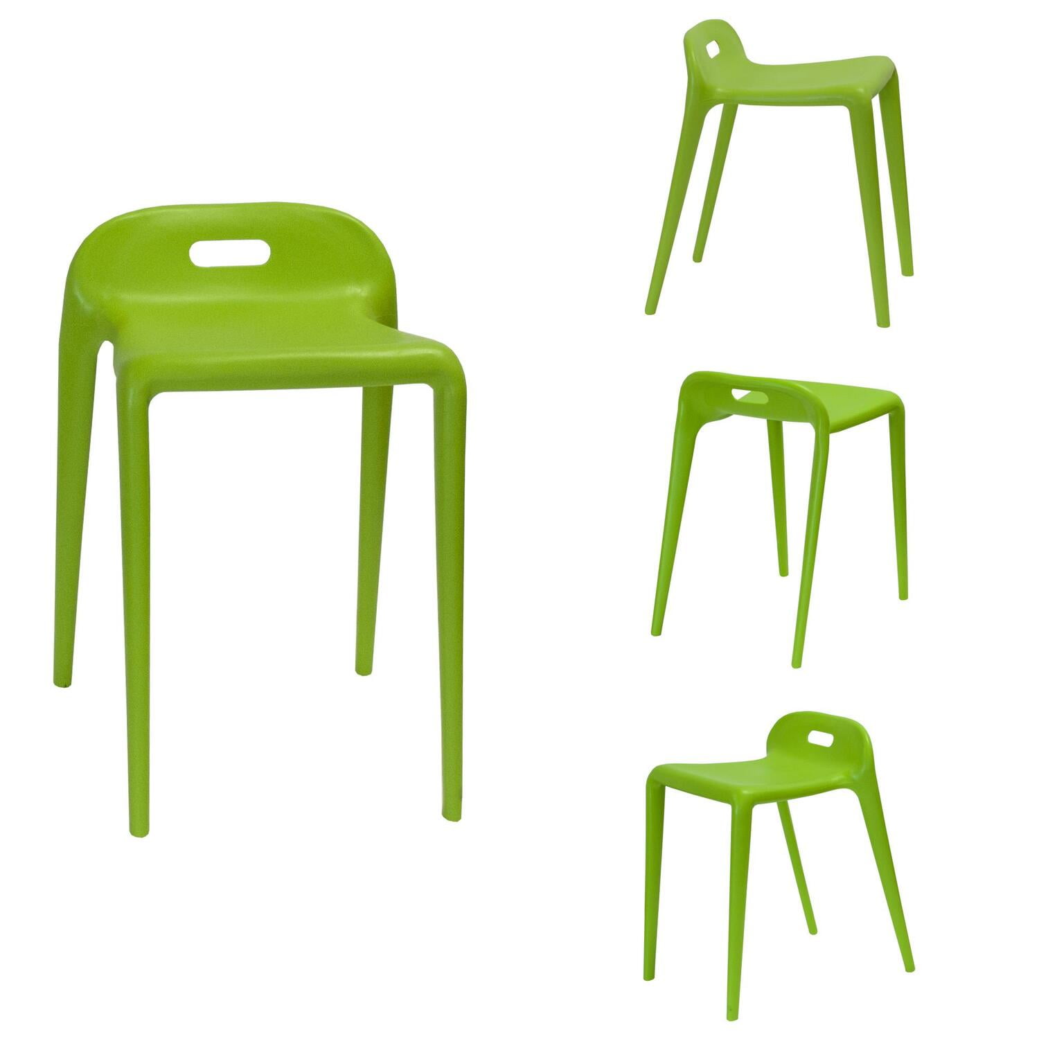 Mod Made Plastic Accent Stool EZ Stacking Chair (Green)-Set of 4 ...
