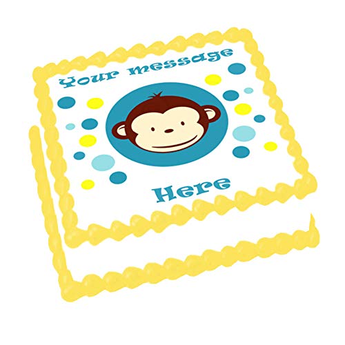 Mod Monkey Boy 5" x 5" square Edible cake topper image Birthday Party ...