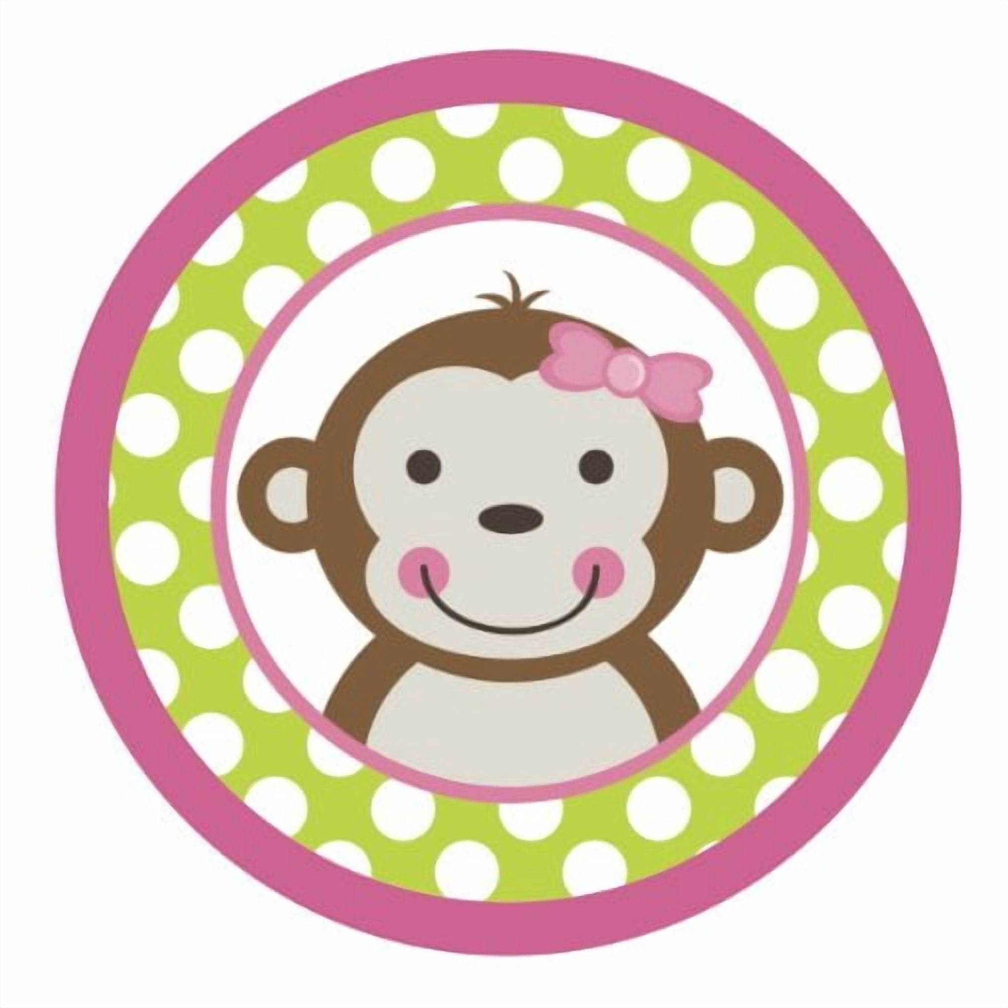 Mod Monkey Girl (Green Polka Dots) Edible Cake Topper Decoration ...