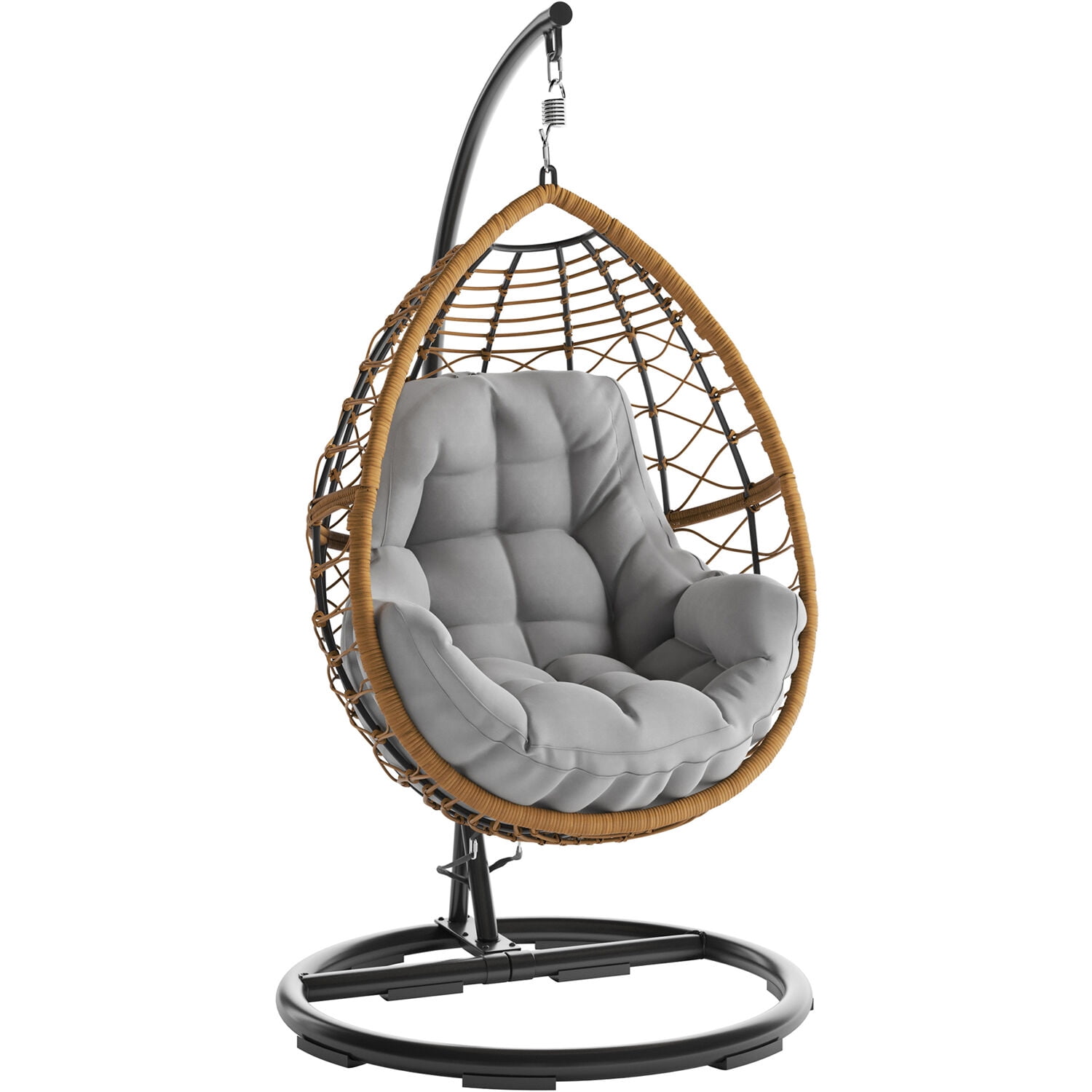 Mod Outdoor Willa Rattan Hanging Egg Chair Weather Resistant, Gray ...