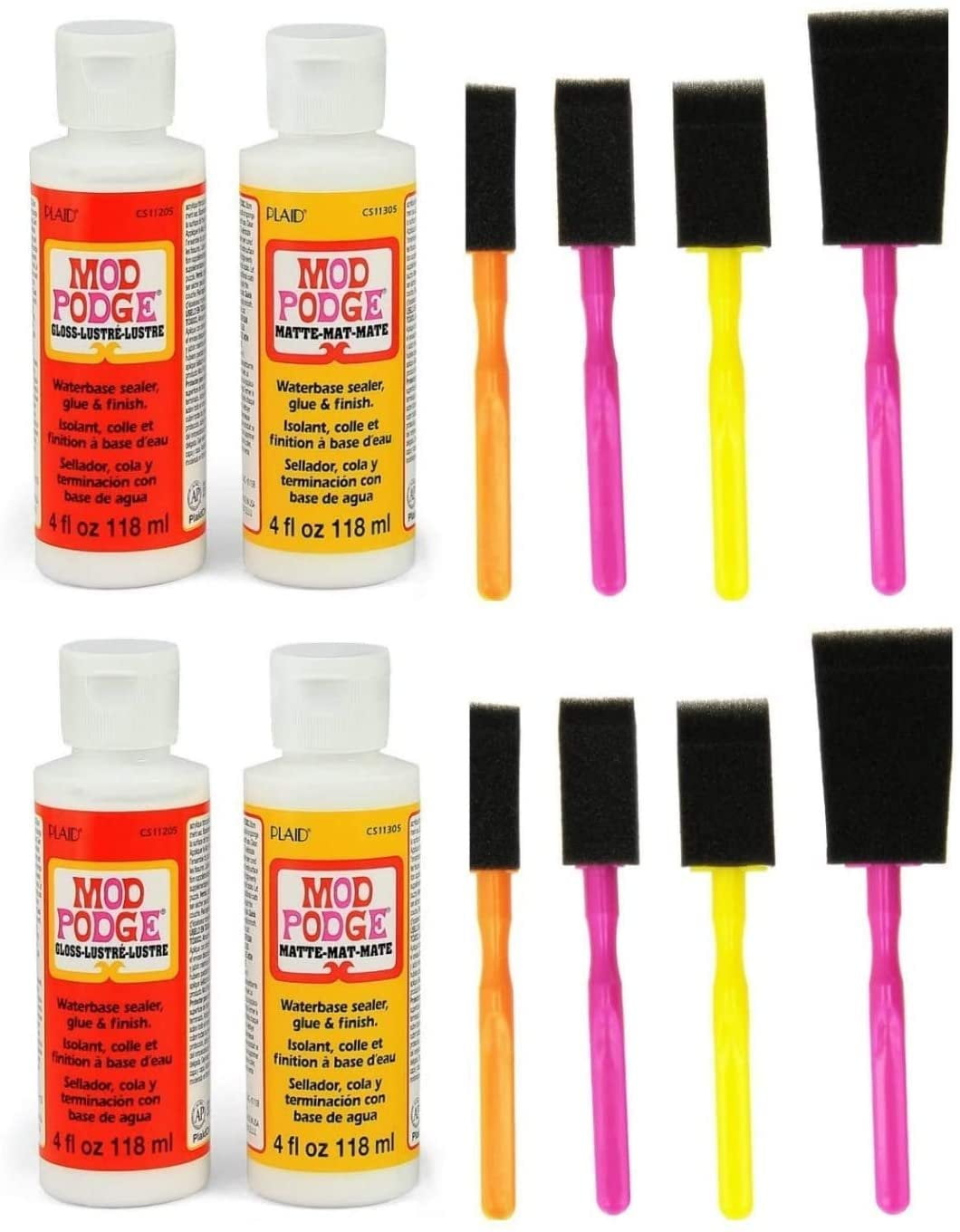 Mod Podge Decoupage Starter Kit Bundle with 6 Items - Gloss and Matte ...