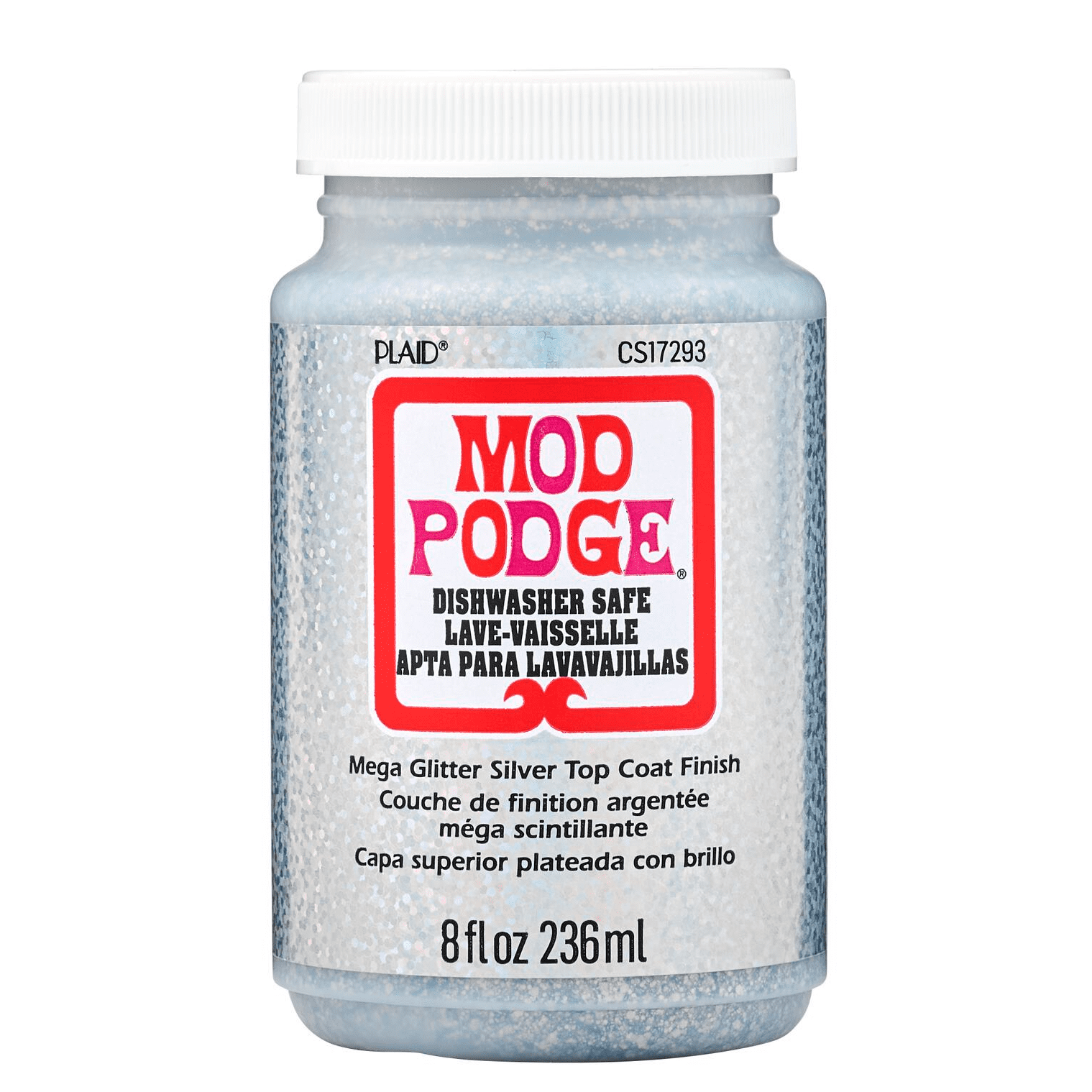 Mod Podge Mega Glitter Top Coat Finish, Silver, 8 fl oz - Walmart.com