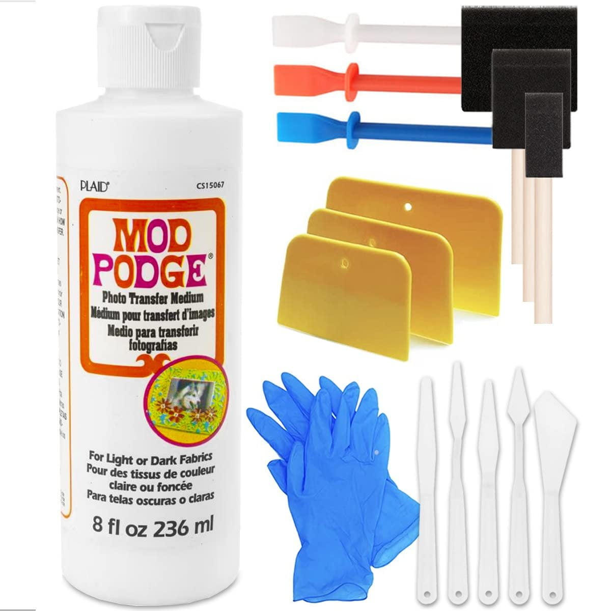Mod Podge Photo Transfer Medium 8-Ounce, Pixiss Accessory Kit with Glue ...