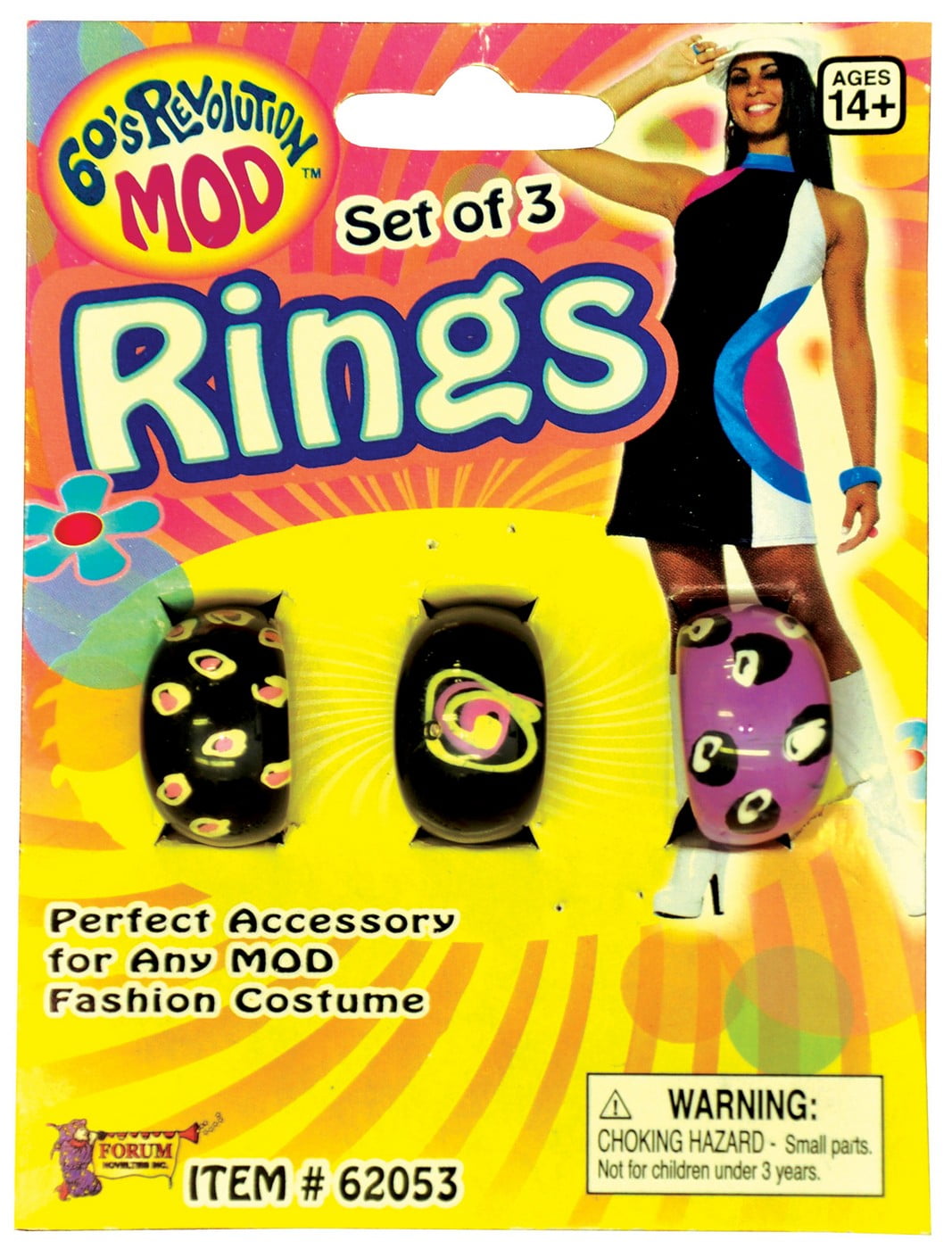 Mod Rings Set of 3 Adult Halloween Accessory - Walmart.com