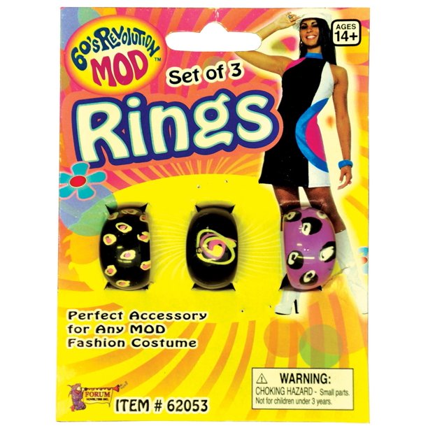Mod Rings Set of 3 Adult Halloween Accessory - Walmart.com