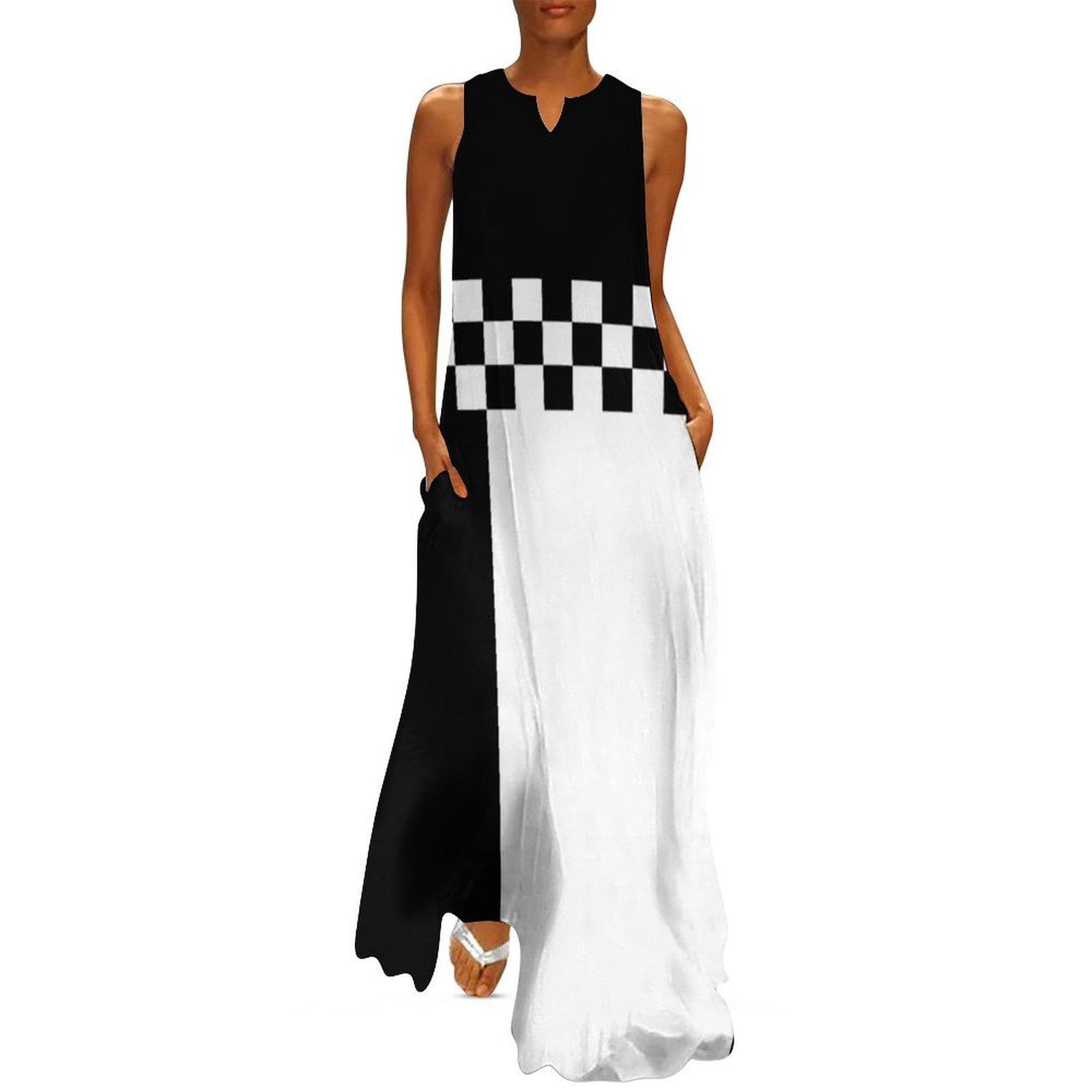 Mod Ska Black White Colour Block Long Dress birthday dresses for women ...