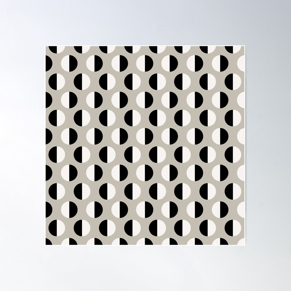 Mod Two Tone Polka Dot Pattern Black Gray And Linen White Poster Wall ...