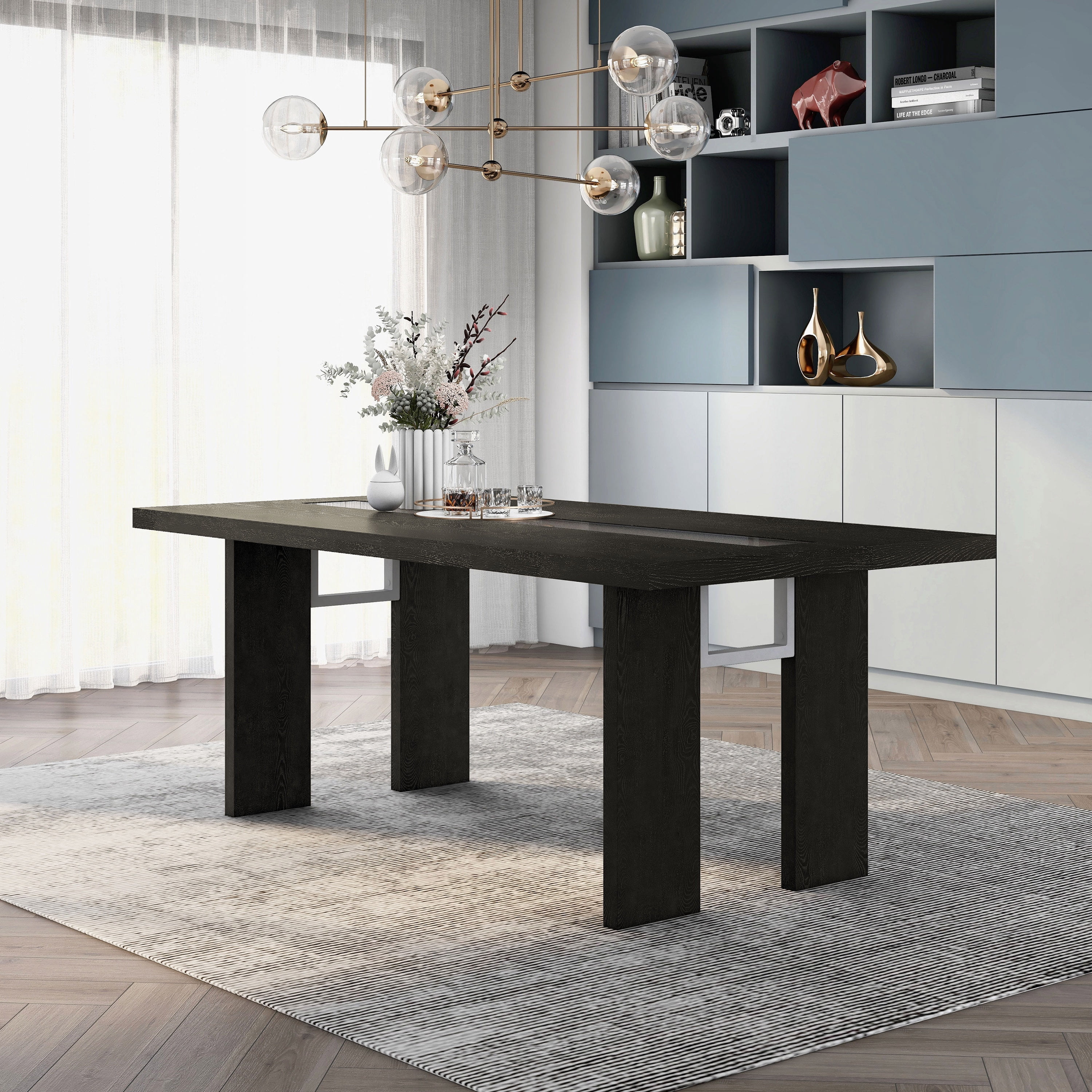 Furniture of America Dwight Rectangle Solid Wood Black Dining Table ...
