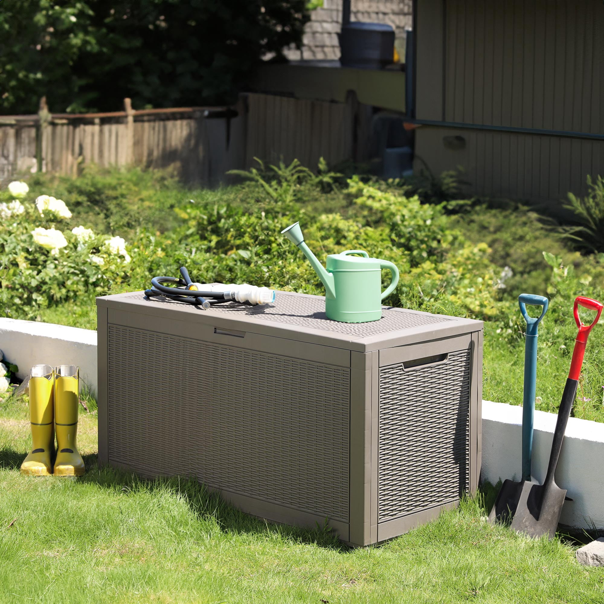 ModFusion 100 Gallon Durable Outdoor Storage Resin Plastic Deck Box ...