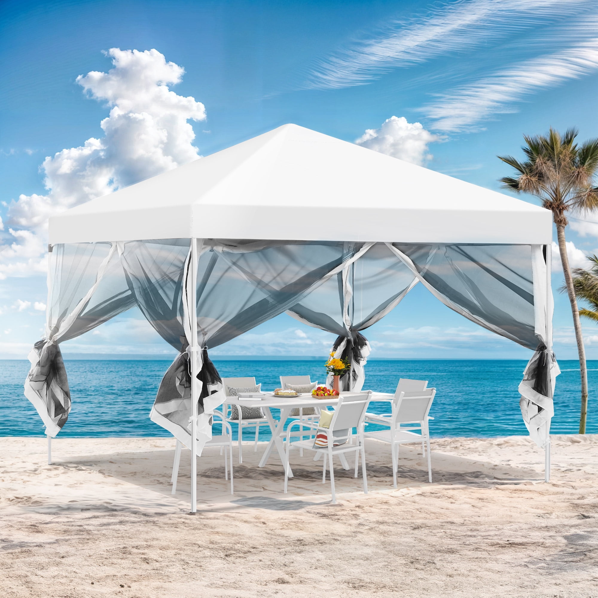 ModFusion 10x10 FT White Canopy: UV Resistant, Waterproof, Steel Frame ...