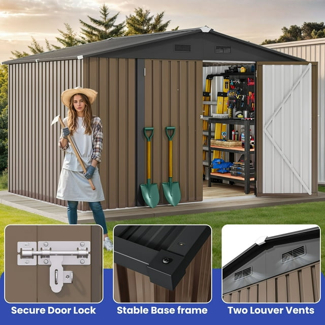 ModFusion 10x8Ft Storage Shed with Upgraded Framework, Lock, Air Vent ...