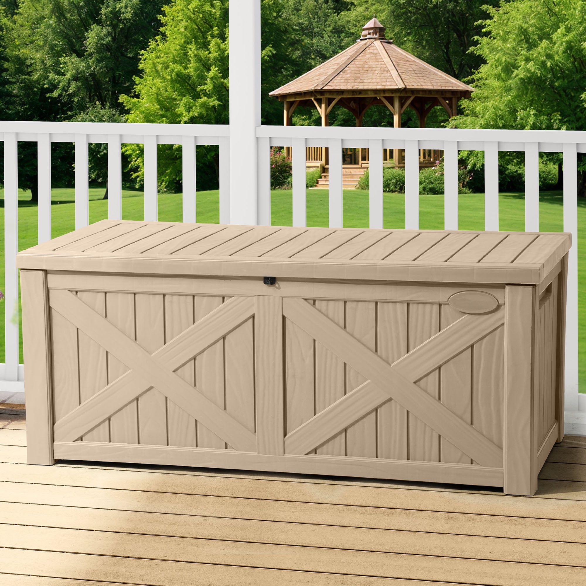 ModFusion 119 Gallon Waterproof Resin Outdoor Storage Deck Box ...