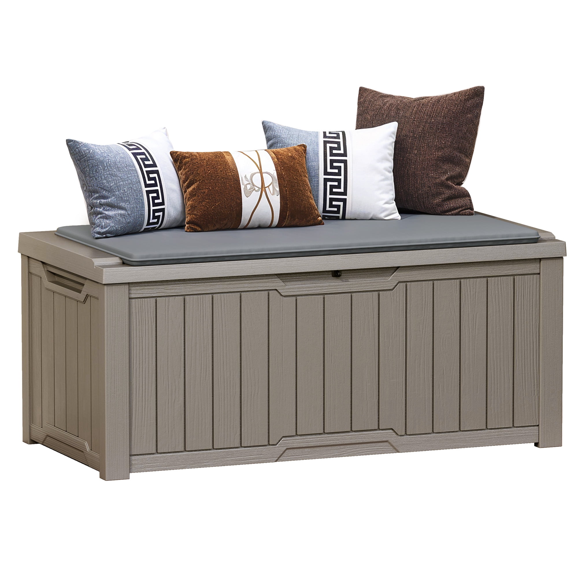 ModFusion 120 Gallon Outdoor Storage Box with Removable Cushion, Light ...