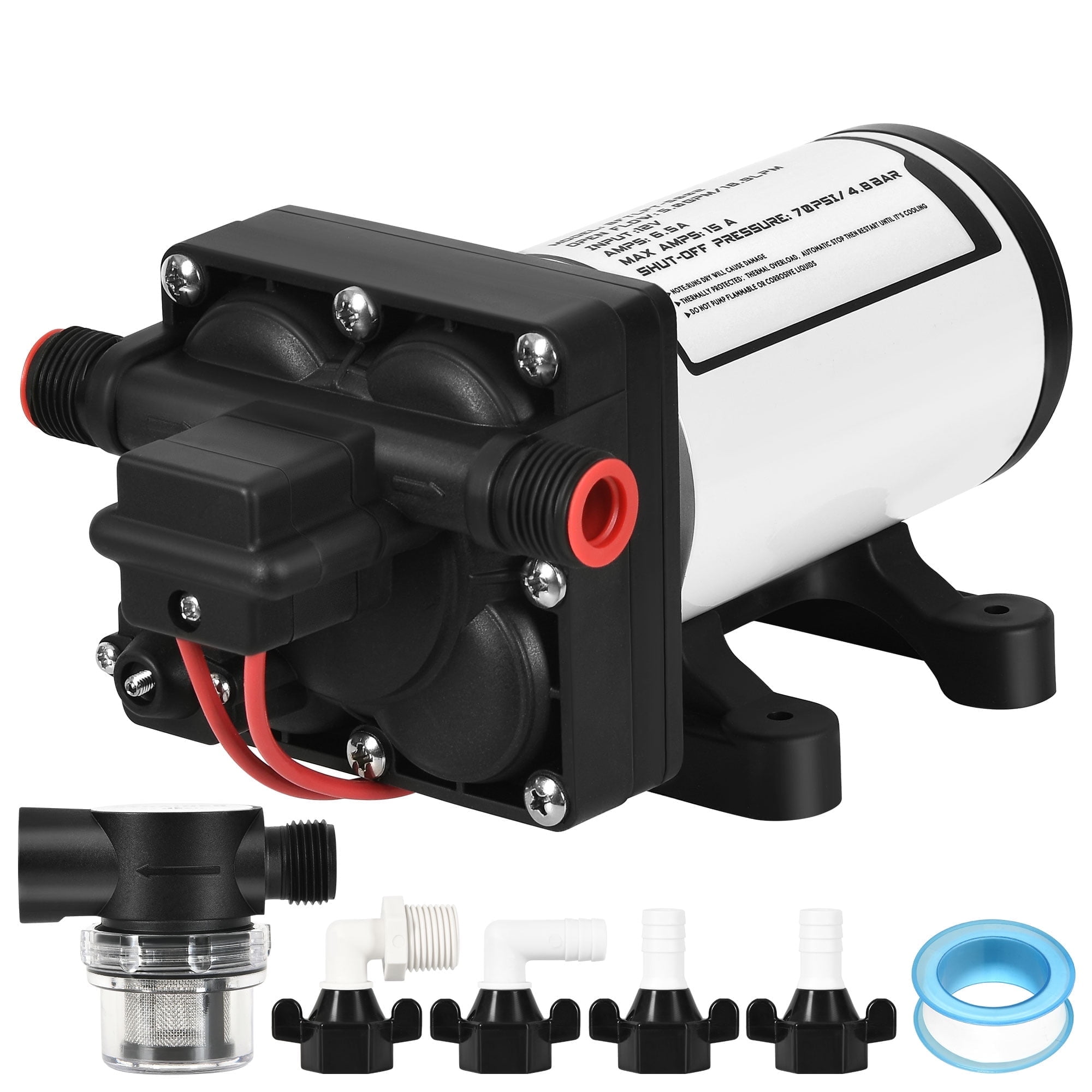 ModFusion 12V RV & Multipurpose Water Pump 5GPM, 70PSI, Self-Priming ...