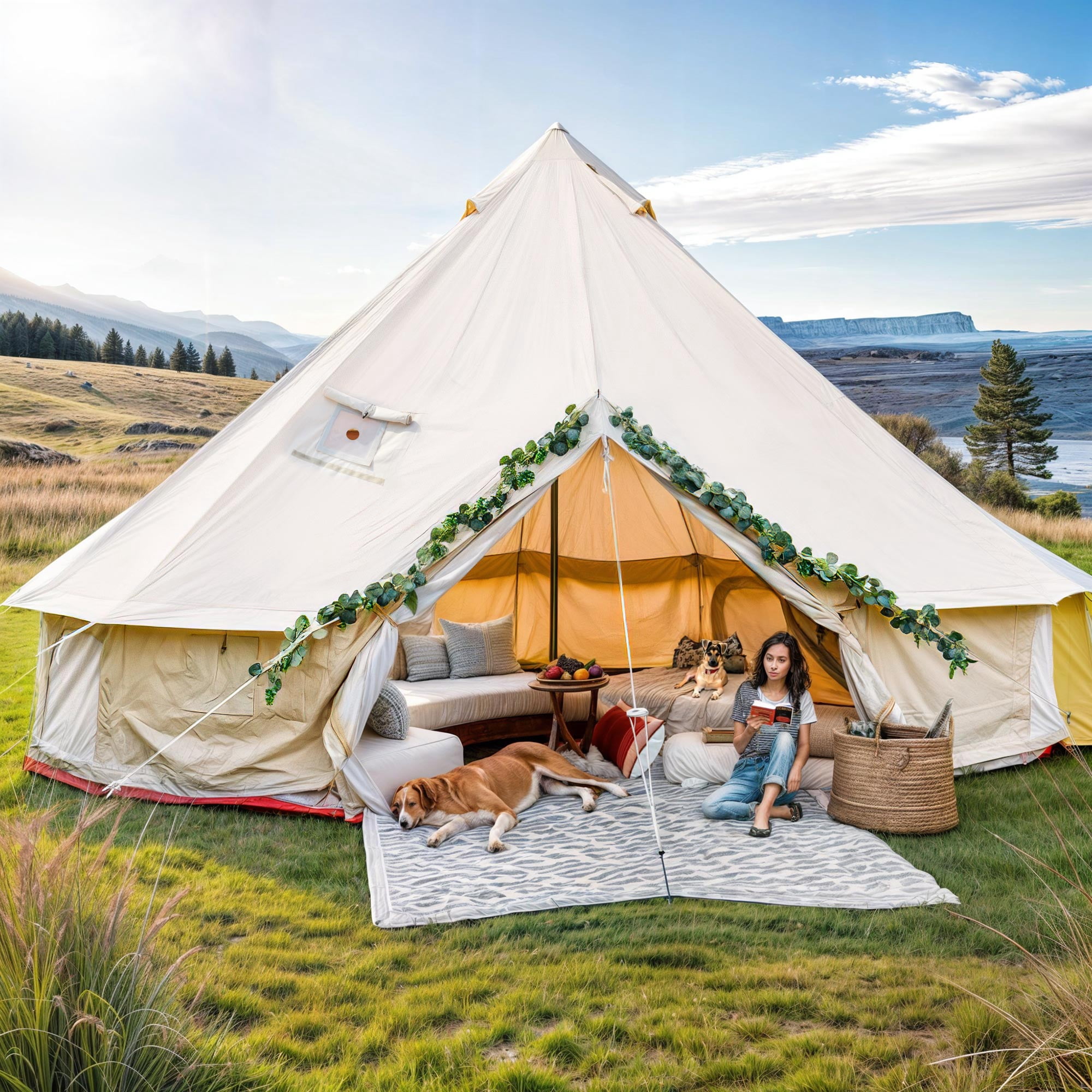 ModFusion 13’ All Season Glamping Bell Tent Waterproof for Outdoor ...