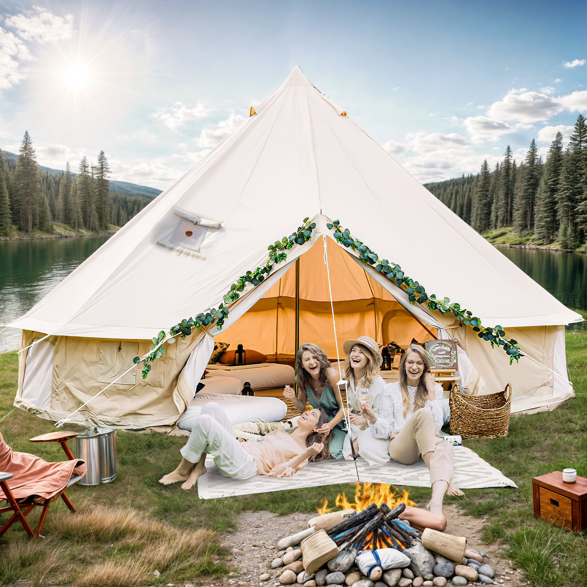 ModFusion 13’ All Season Glamping Bell Tent Waterproof for Outdoor ...