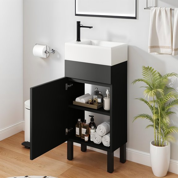 "Vinnova Palencia 24"" Single Sink Floating Bathroom Vanity, Wood ...