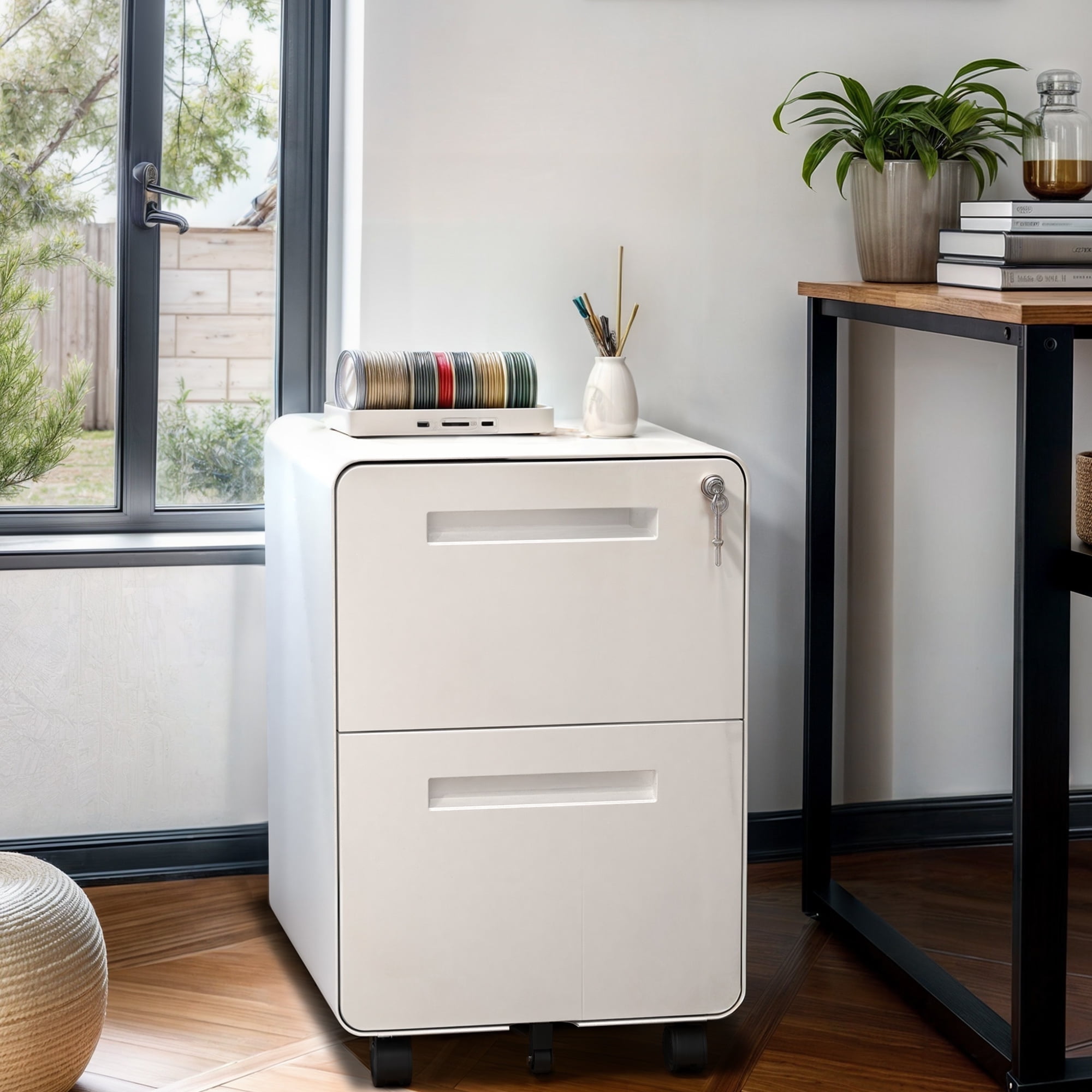 ModFusion 2 Drawer Mobile Metal File Cabinet with Interlocking Key and ...