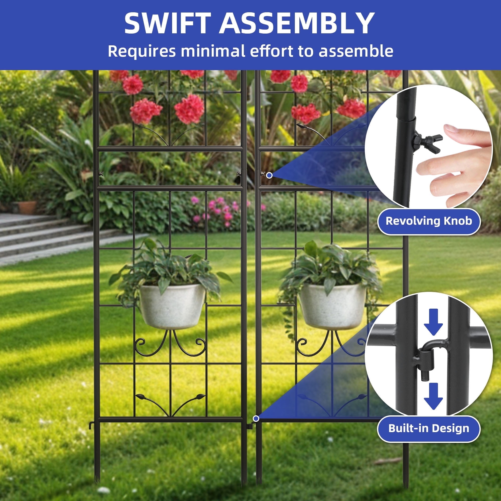ModFusion 2-Pack Metal Trellis with Interlocking Panels, Spiked Legs, 7 ...
