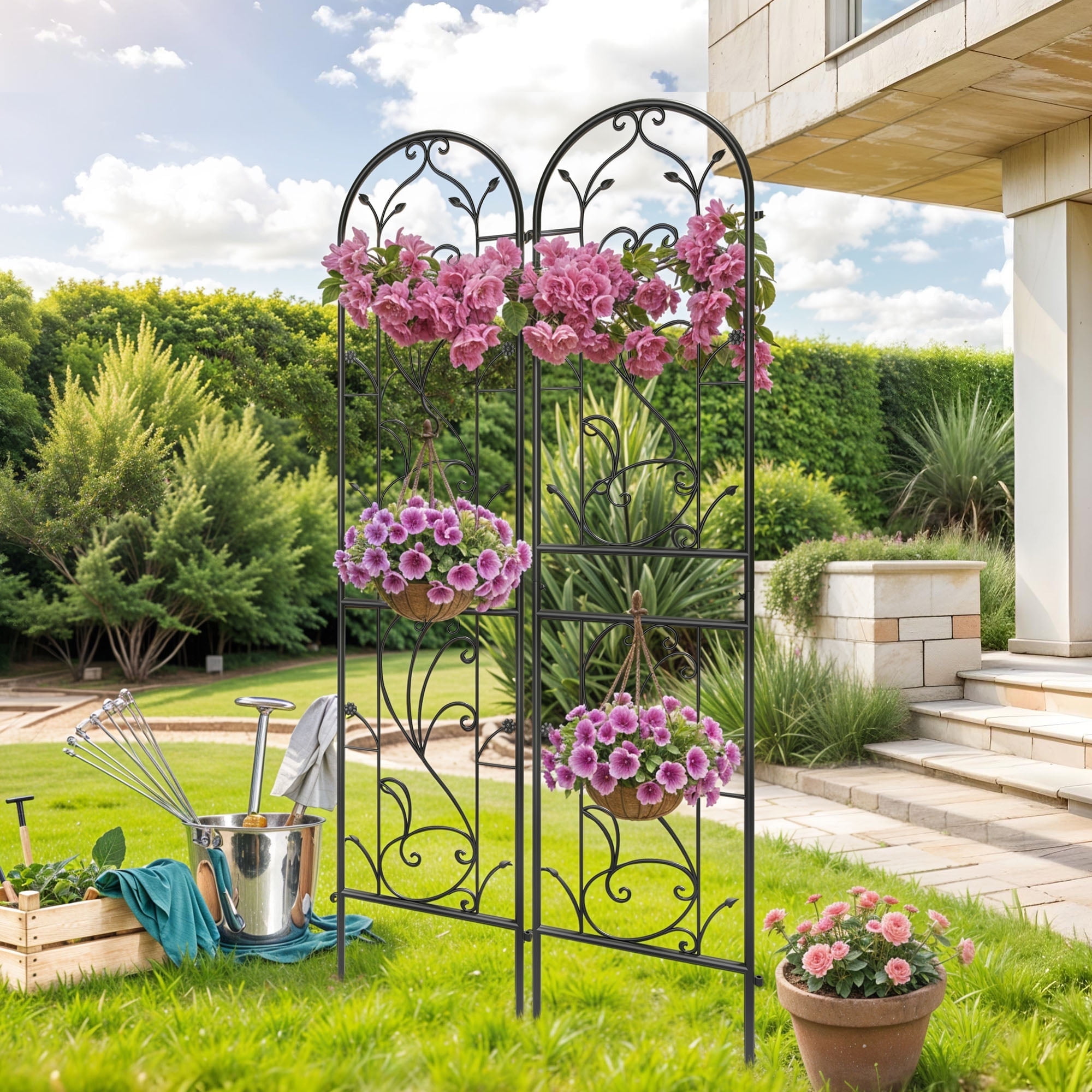 ModFusion 2-Pack Trellises with Interlocking Panels, Spiked Legs ...