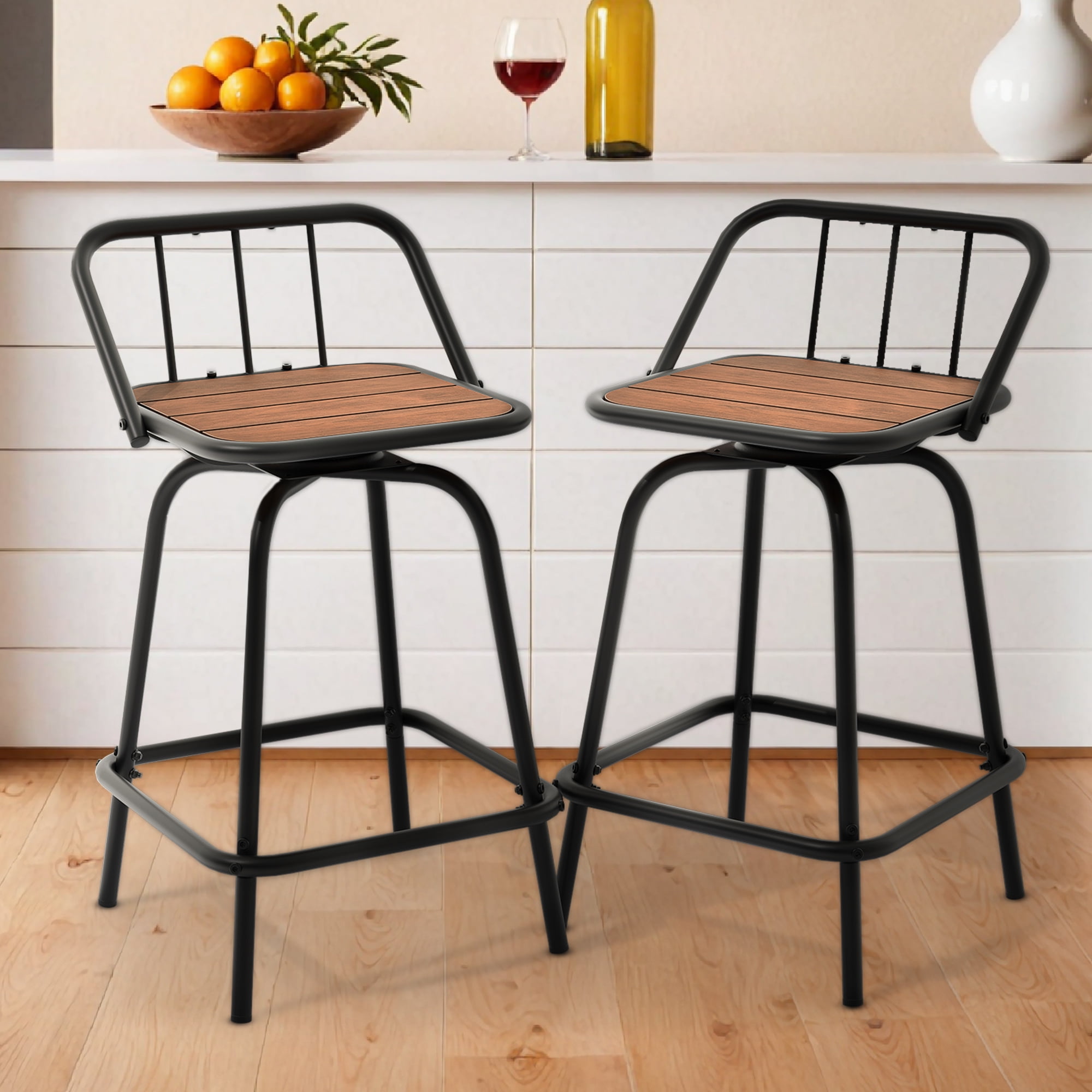 ModFusion 2-Piece 24-Inch Swivel Bar Stools, 360 Degree Rotating ...
