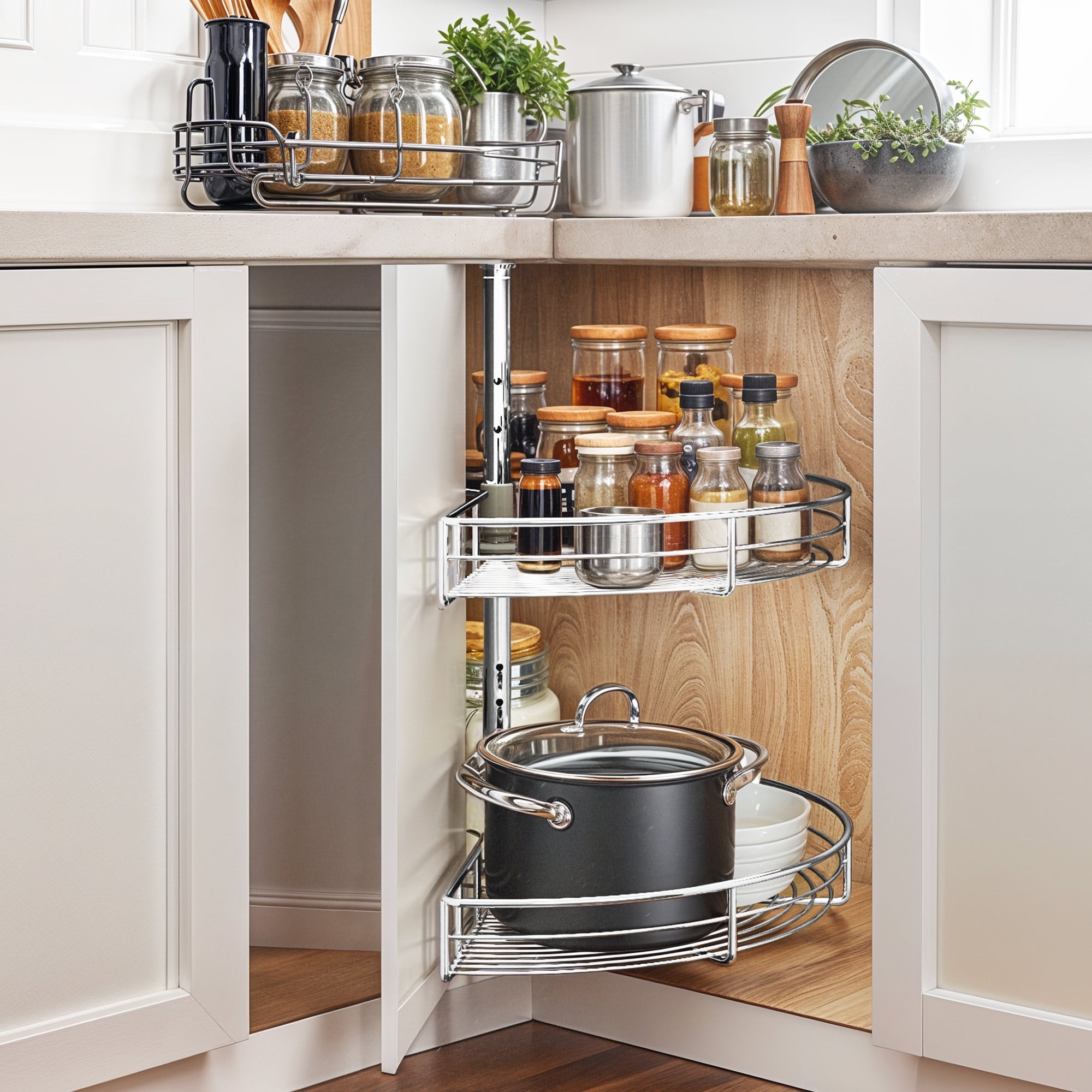 ModFusion 2-Tier Lazy Susan Corner Cabinet Organizer, 270° Rotating ...