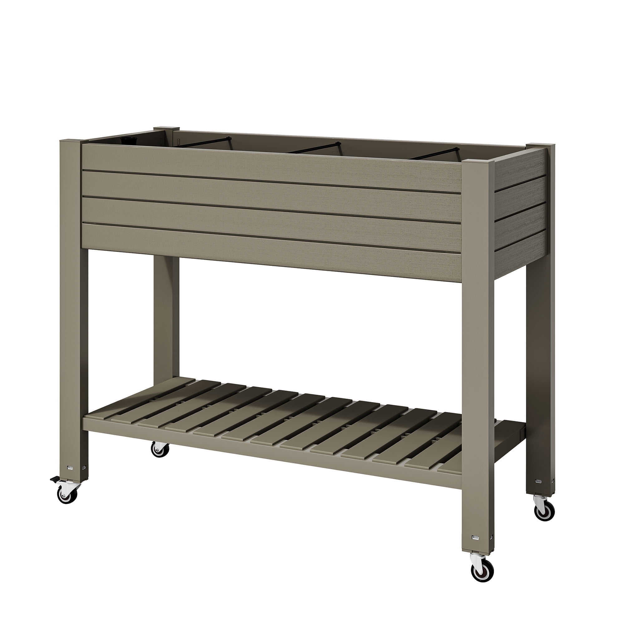 ModFusion 2 Tier Raised Garden Bed on Wheels, Plant Divider, Drainage ...