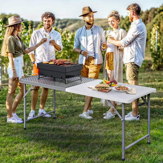 ModFusion 2-in-1 Surface Portable Grill Table, Foldable Camping Table ...