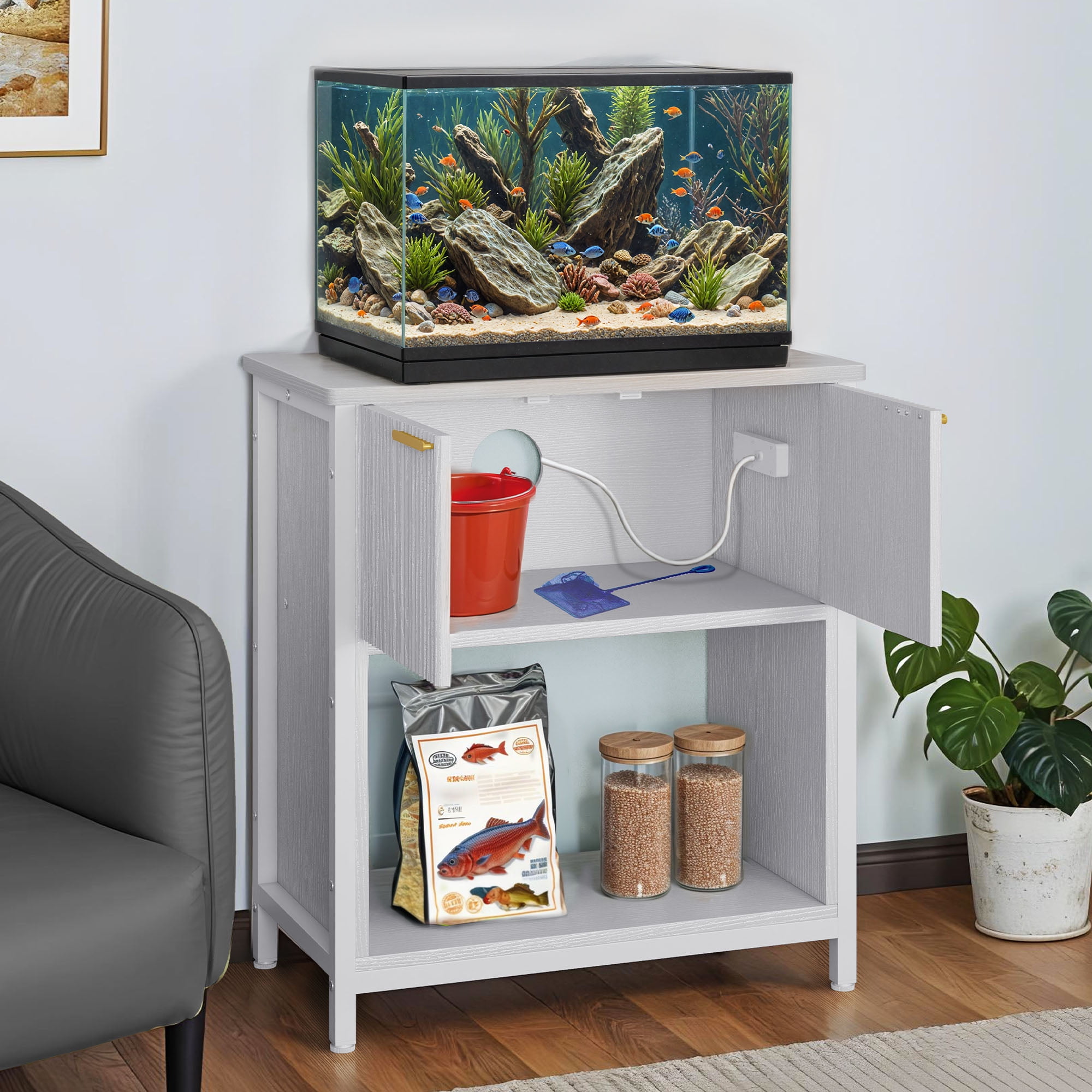 ModFusion 20-30 Gallon Aquarium Stand with Modern White Finish ...