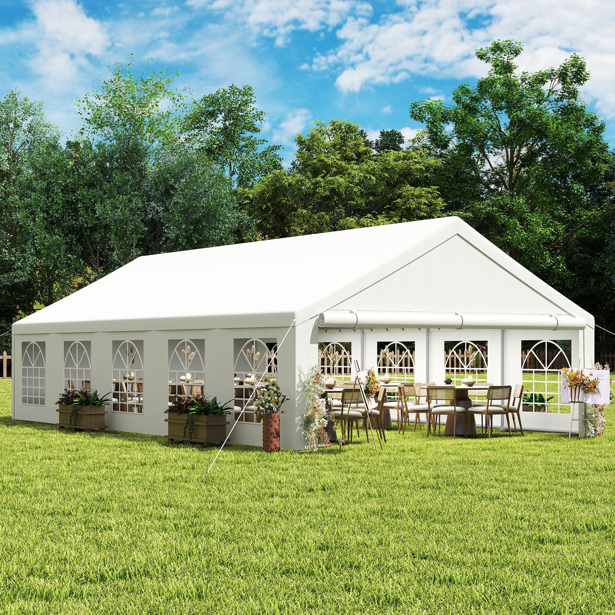 ModFusion 20x33ft Heavy Duty Party Tent, Galvanized Frame Canopy with ...