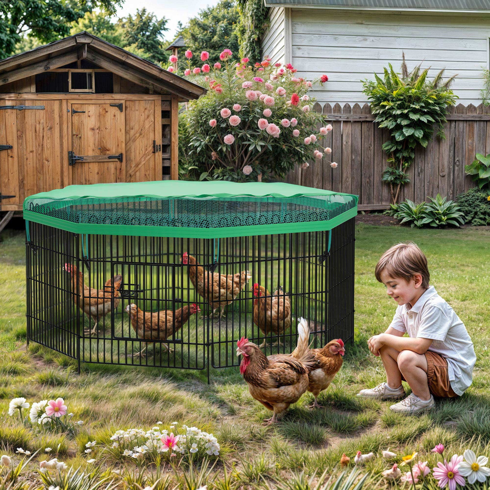 ModFusion 23" 8-Panel Metal Chicken Coop with Waterproof UV Cover, Rust ...