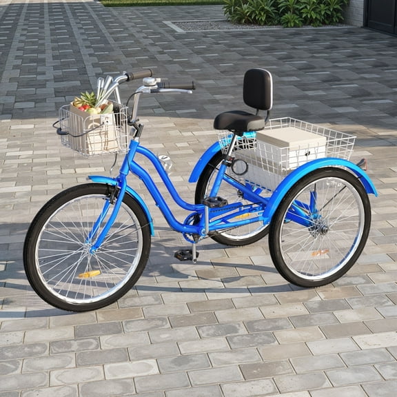 "MOONCOOL Adult Tricycle, 24"" 26"", 7 Speed, Large Basket, Maintenance ...