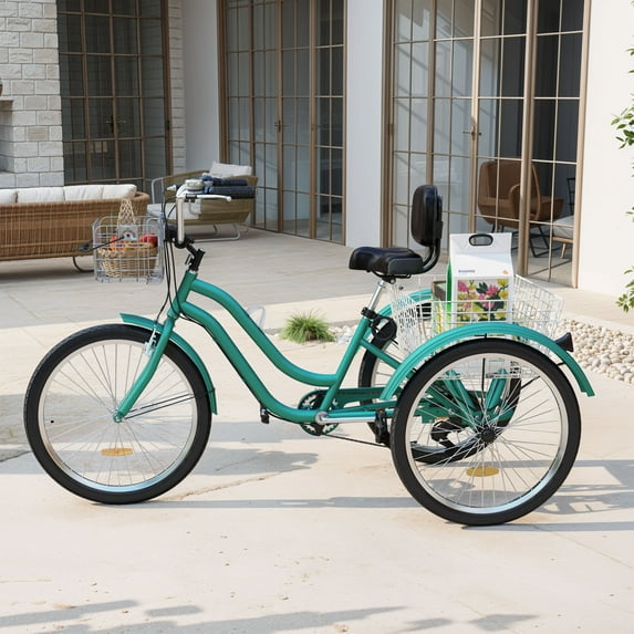 ModFusion 24-Inch Adult Tricycle, Mint Green, 7-Speed with Ximano ...