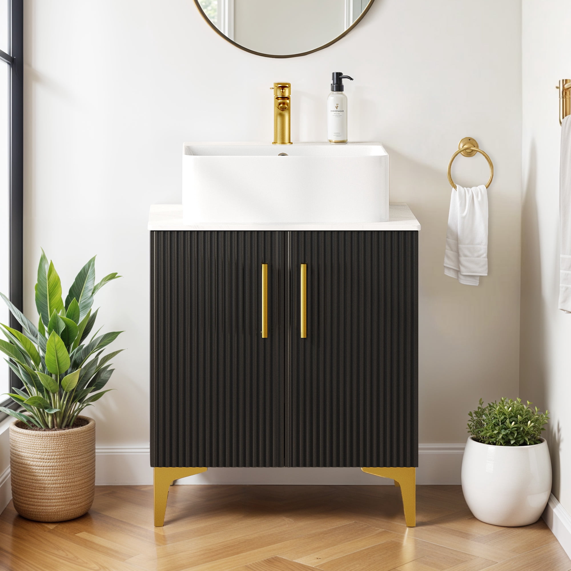 ModFusion 24 Inch Bathroom Vanity with Countertop Ceramic Vessel Sink ...