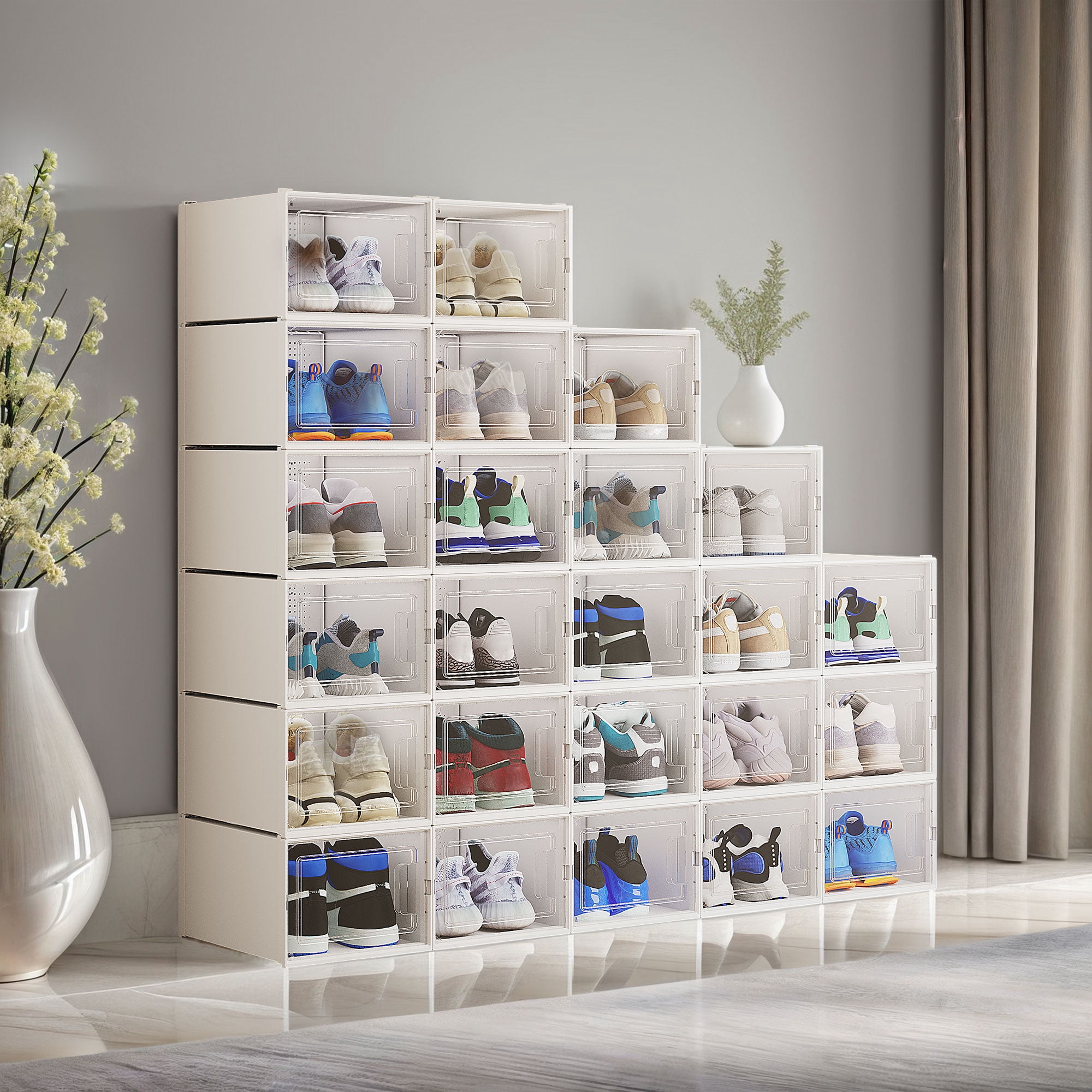 ModFusion 24pcs Shoe Box Large Sneaker Organizer Stackable Storage ...