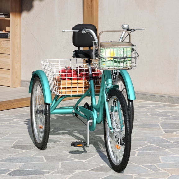 Uforic 7-Speed Adult Tricycle, 24 & 26 inch Three-Wheel Cruiser with ...