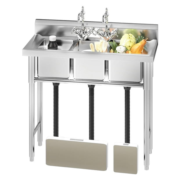 ModFusion 3-Compartment Stainless Steel Utility Sink with Adjustable ...