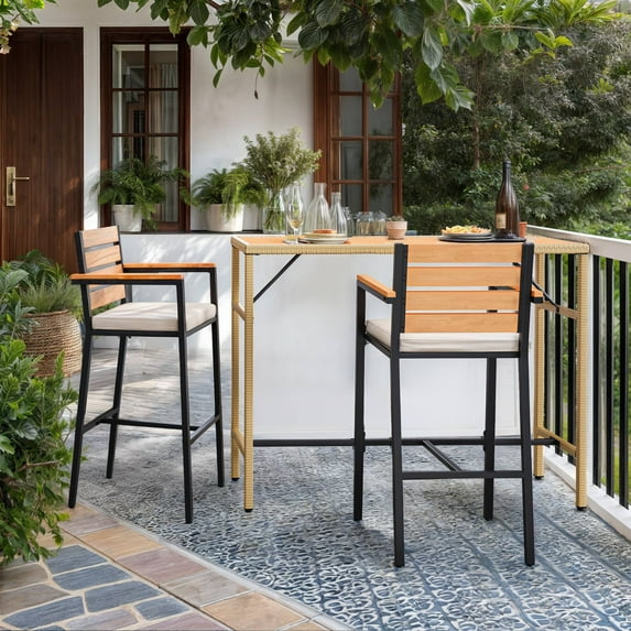 ModFusion 3-Piece Outdoor Indoor Patio High Table Furniture Set Bar ...