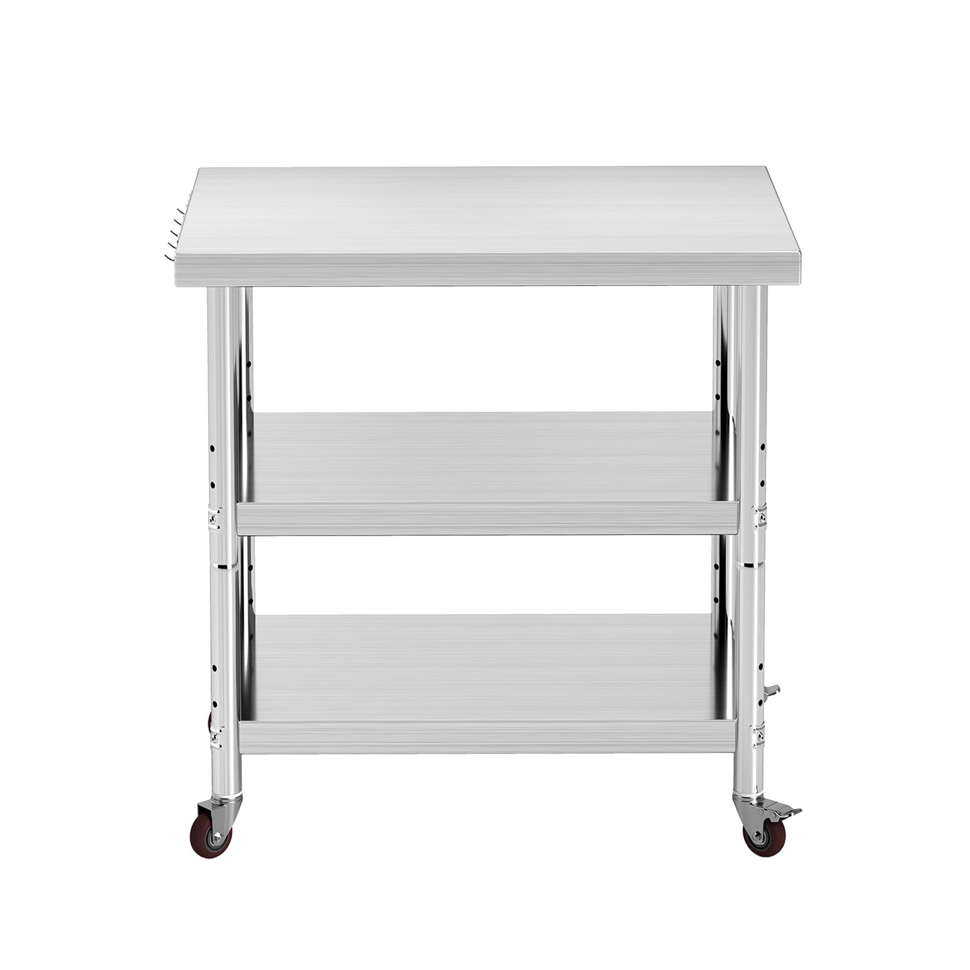 ModFusion 3-Tier Stainless Steel Work Table 36" x 24" with 4 Wheels ...