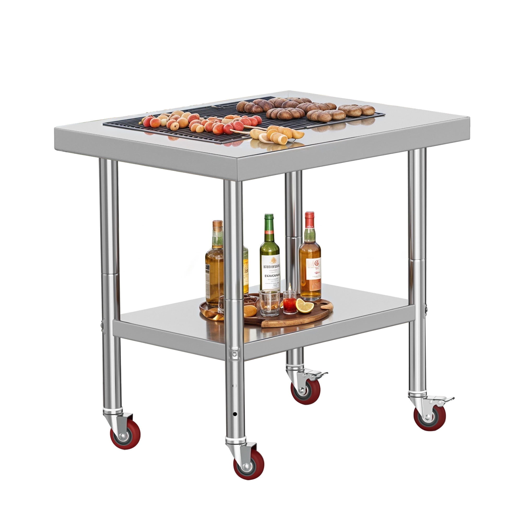 ModFusion 30" x 24" Rolling Kitchen Work Table with Lockable Wheels ...