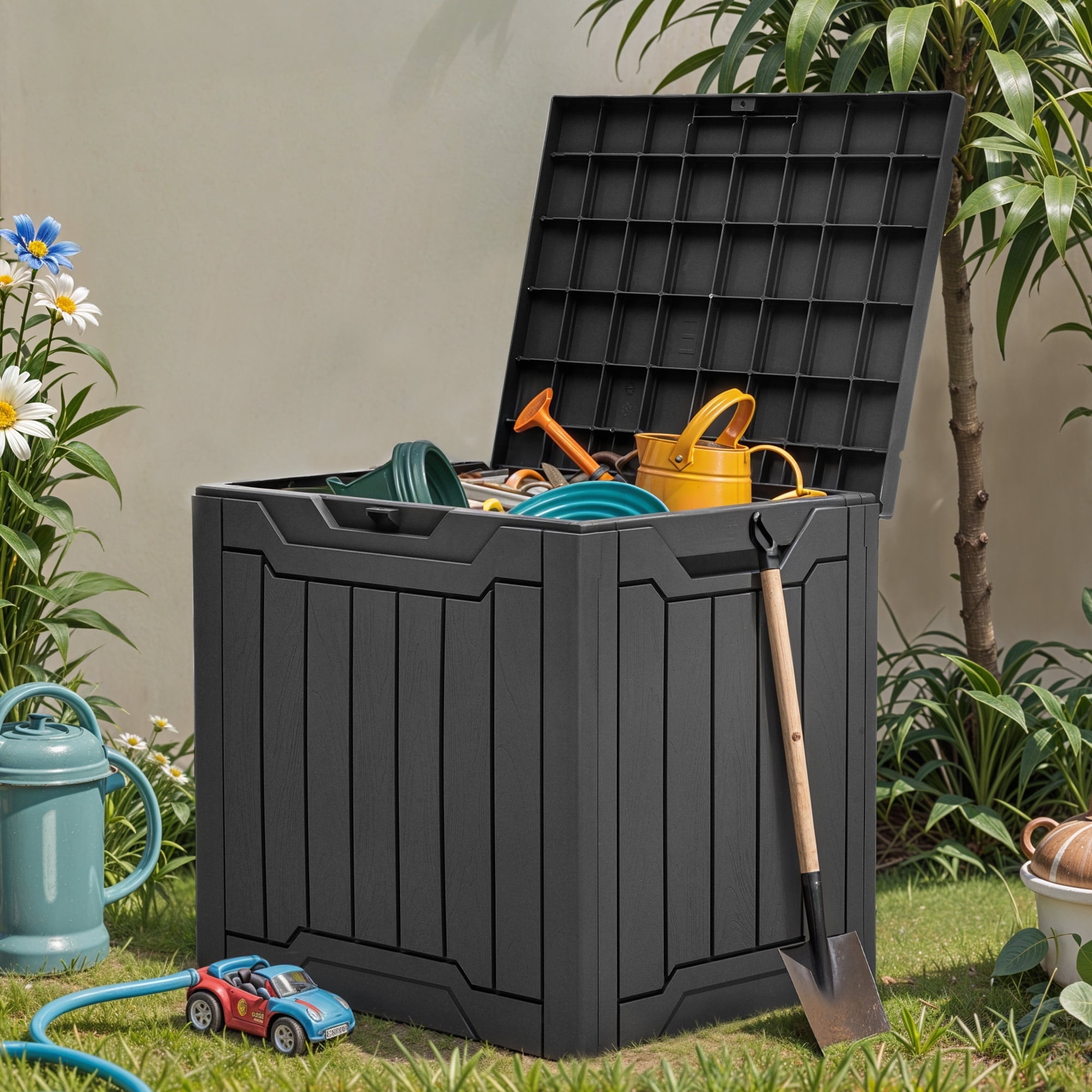 ModFusion Large Outdoor Storage Box, 31 Gallon, Lockable & Weatherproof ...