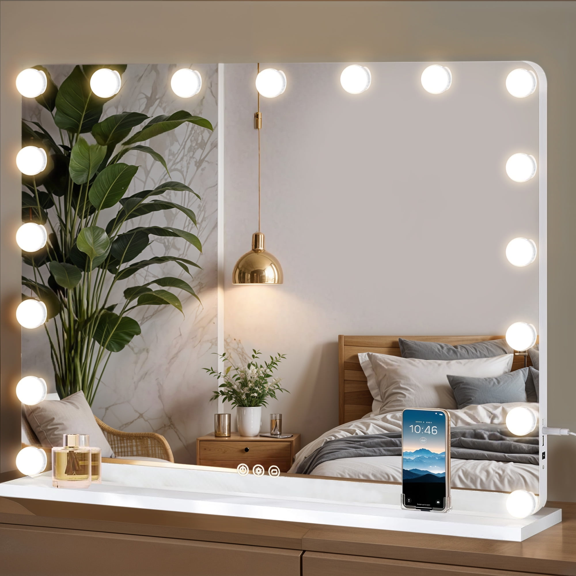 ModFusion 32" x 24" Bathroom Mirror with LED Lights & Bluetooth Speaker ...
