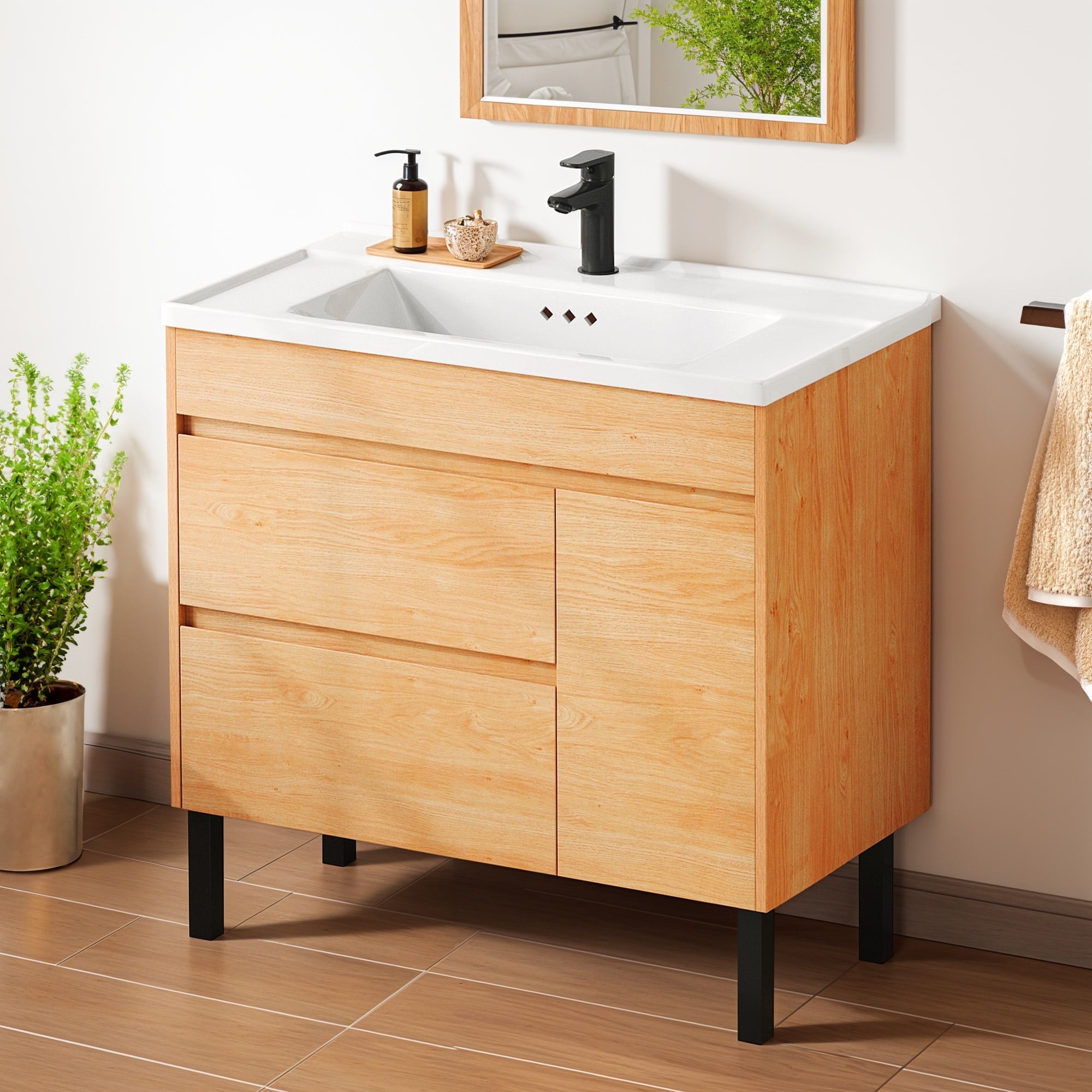 ModFusion 36 Inch Bathroom Vanity with Ceramic Basin Under-mount Sink ...