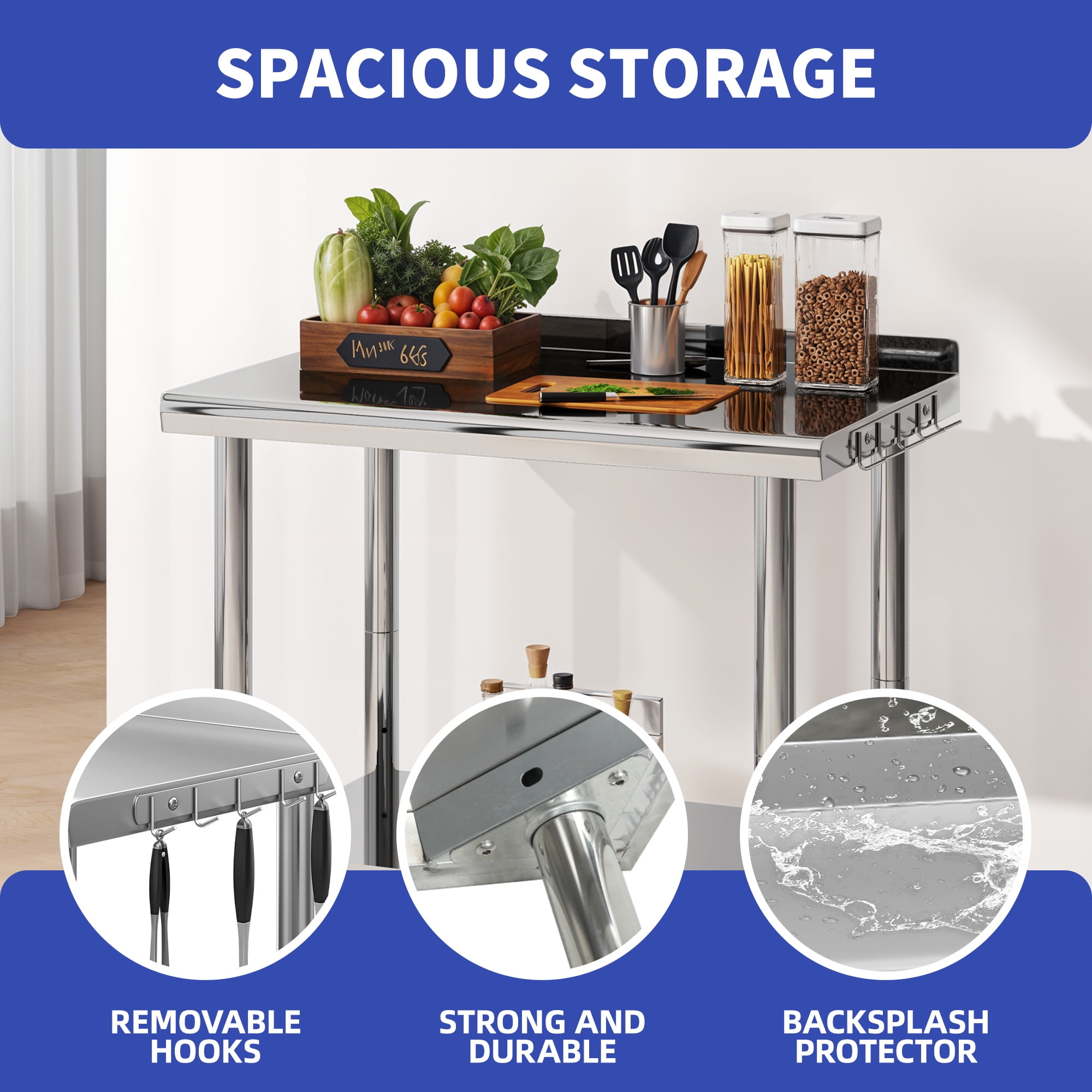 ModFusion 36" NSF-Certified Stainless Steel Table with Utility Hooks ...
