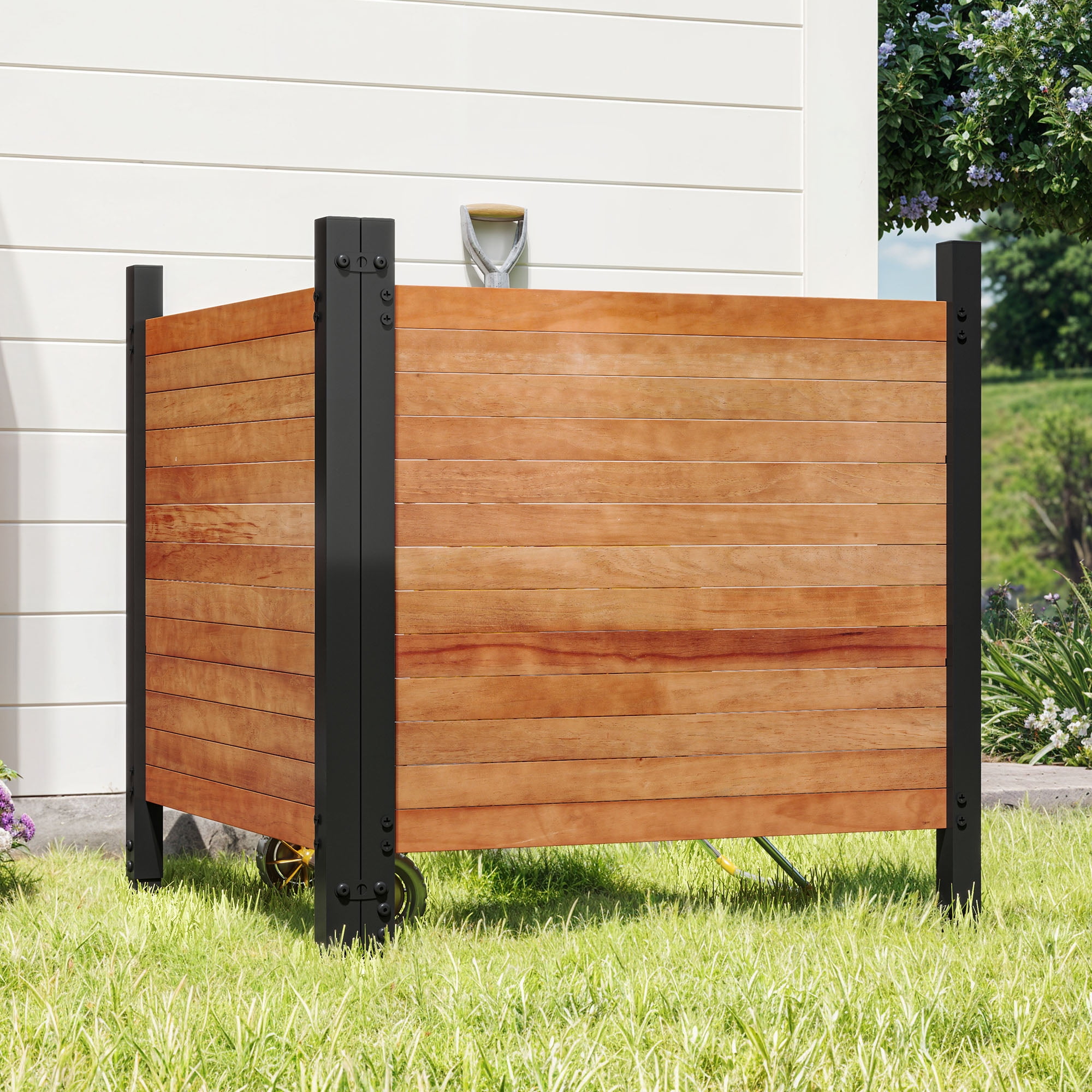ModFusion 38" Wood Outdoor Privacy Fence for AC Unit & Trash Enclosure ...